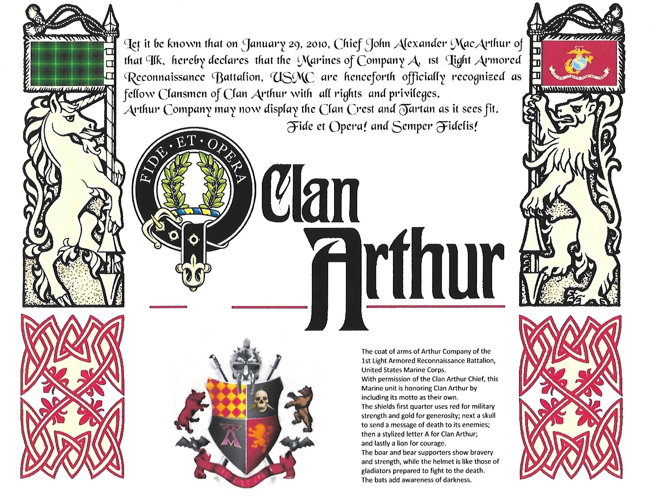 USMC: Arthur Company – Clan Arthur Association, USA
